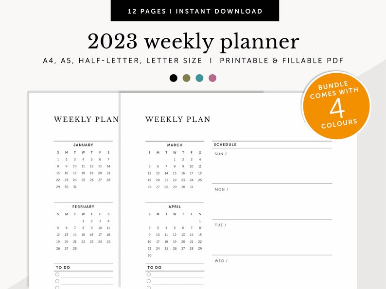 2023 Weekly Planner, 2023 Weekly Schedule With Calendar, to Do List ...