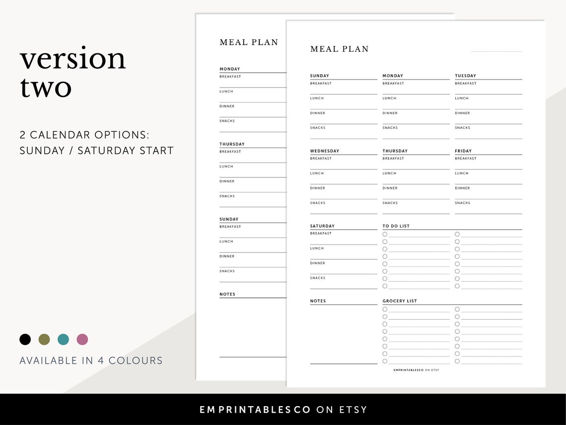 Weekly Meal Planner, Grocery List, Grocery Shopping List, Weekly Food ...
