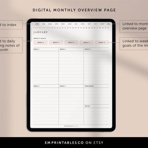 Digital Daily Meeting Notes Template With Weekly Goal & Monthly ...