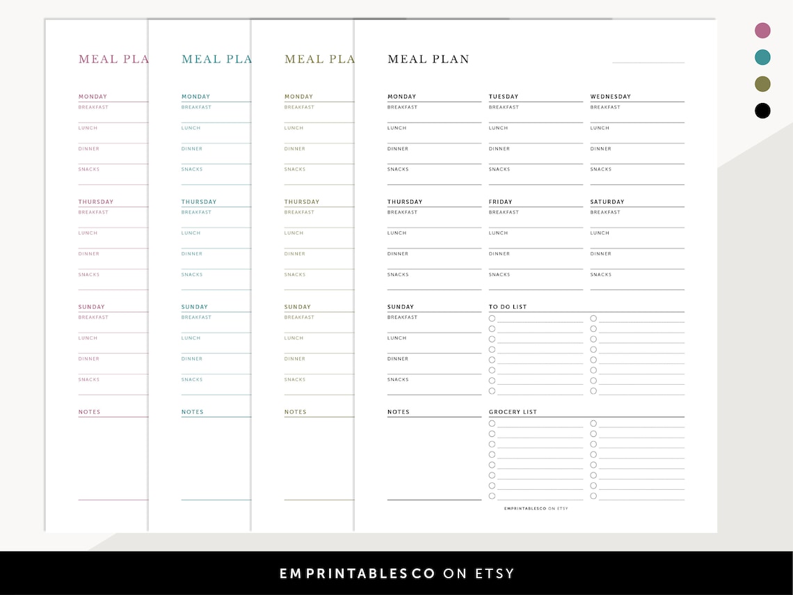 Weekly Meal Planner, Grocery List, Grocery Shopping List, Weekly Food ...