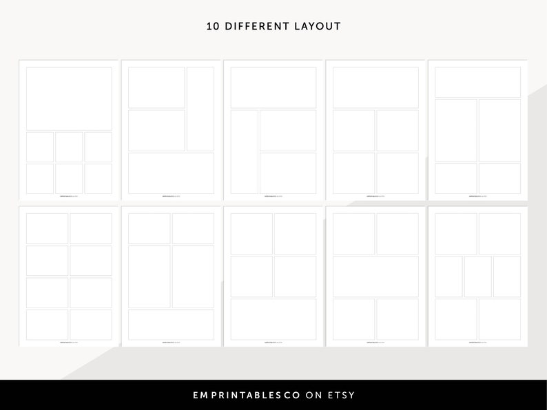 Blank Comic Book Template, 10 Comic Panel Layouts, Blank Drawing Book ...
