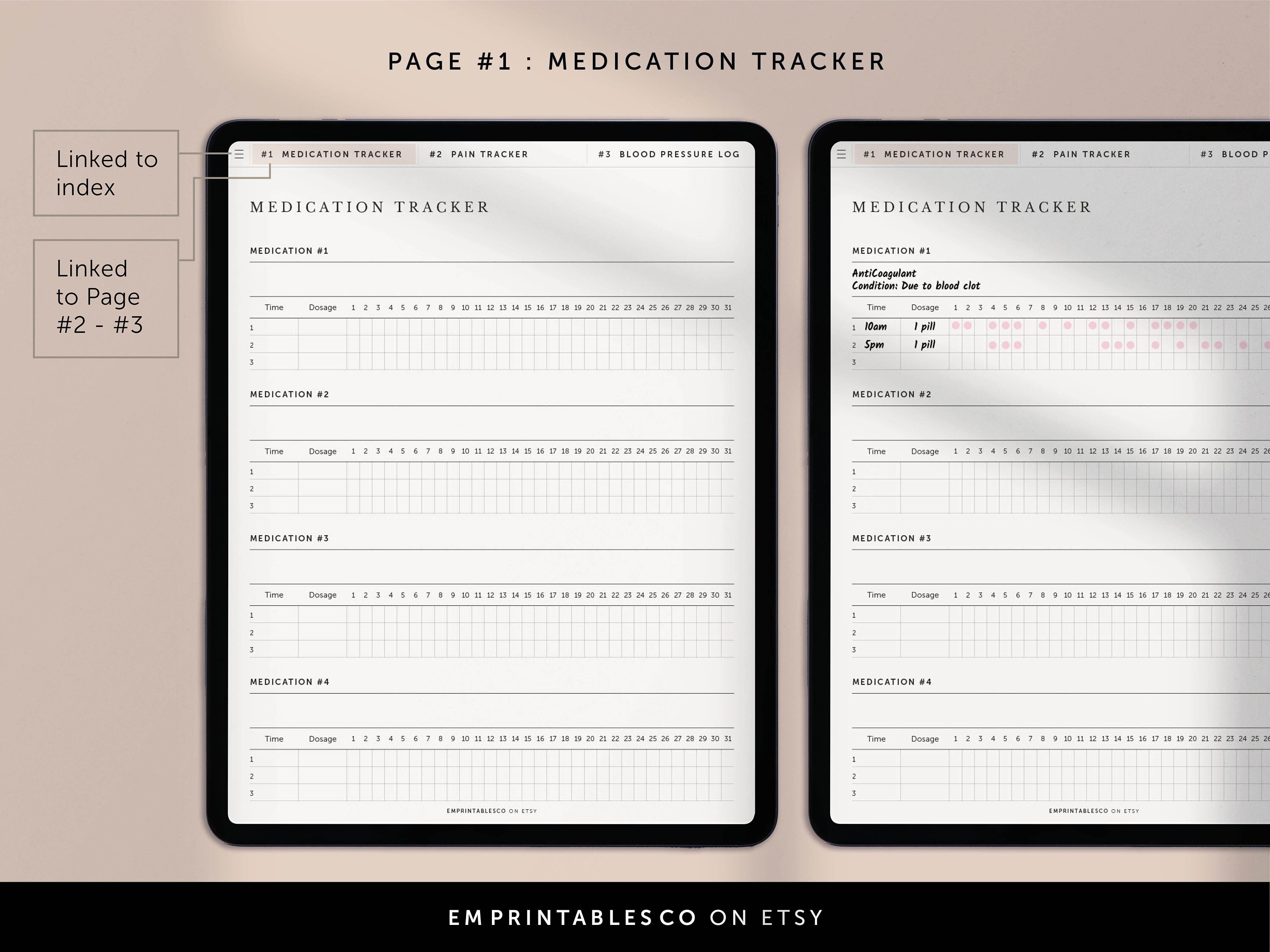 Digital 30-day Medical Planner, Health Logbook, Medication Tracker ...