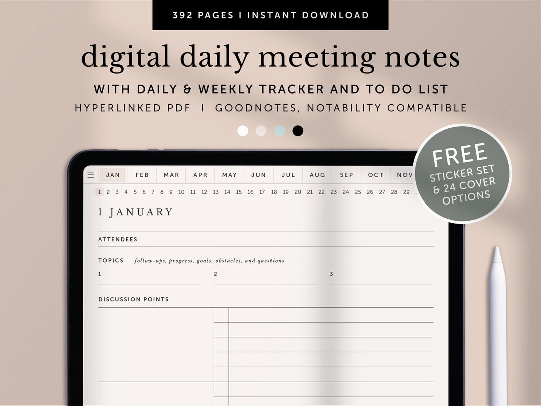 Digital Daily Meeting Notes Template Daily Weekly Tracker - Etsy