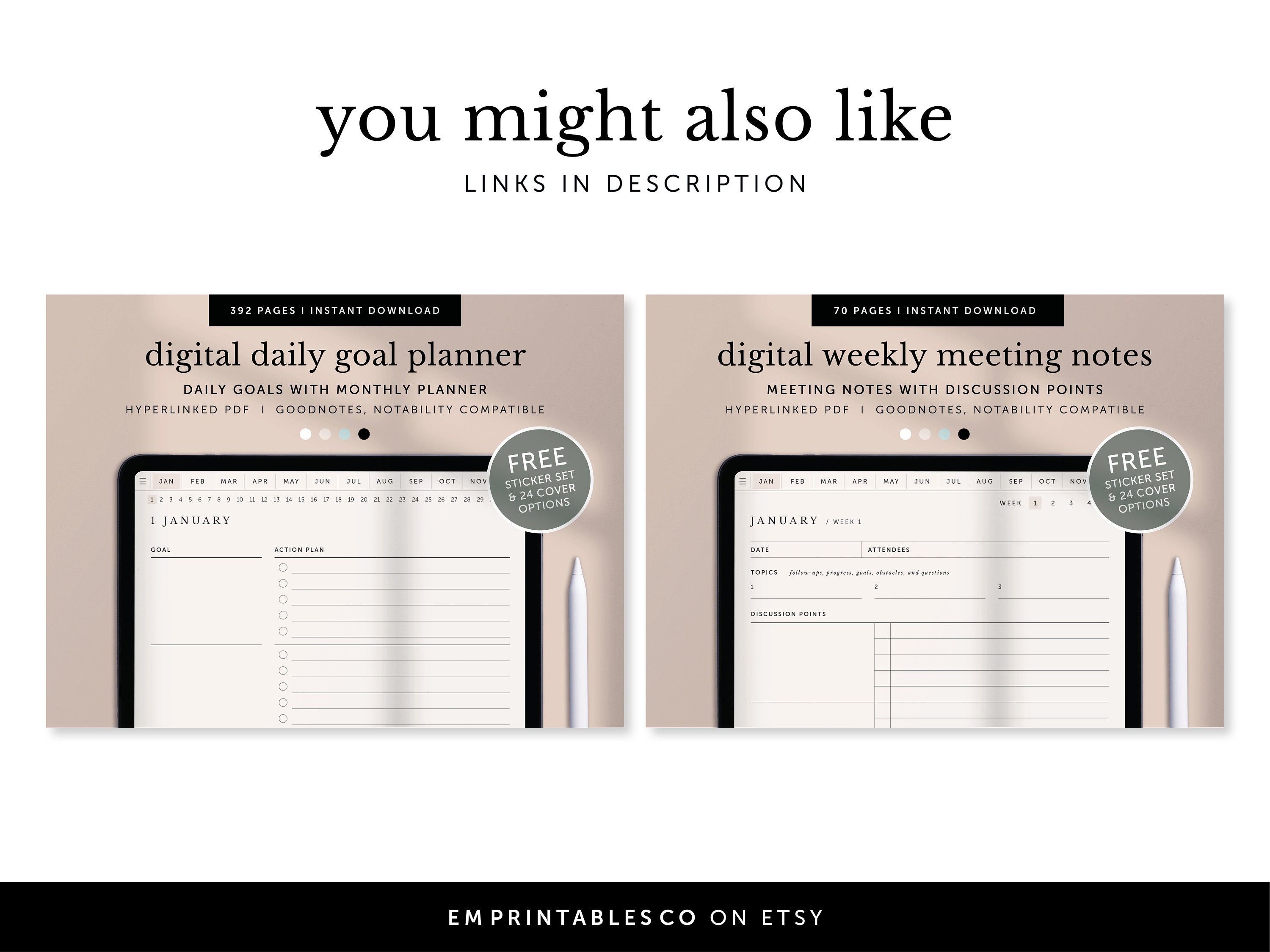 Digital Daily Meeting Notes Template, Daily Weekly Tracker, Work ...
