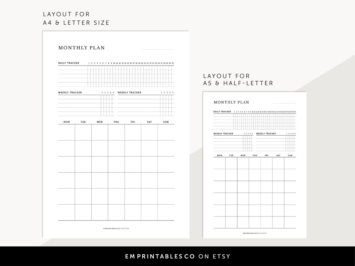 Daily Weekly Tracker, Monthly Planner, Monthly Schedule, 30 Day Tracker ...