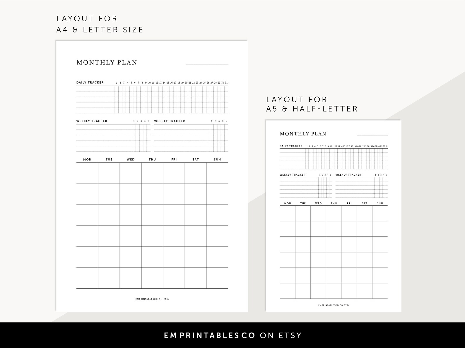 Daily Weekly Tracker, Monthly Planner, Monthly Schedule, 30 Day Tracker ...