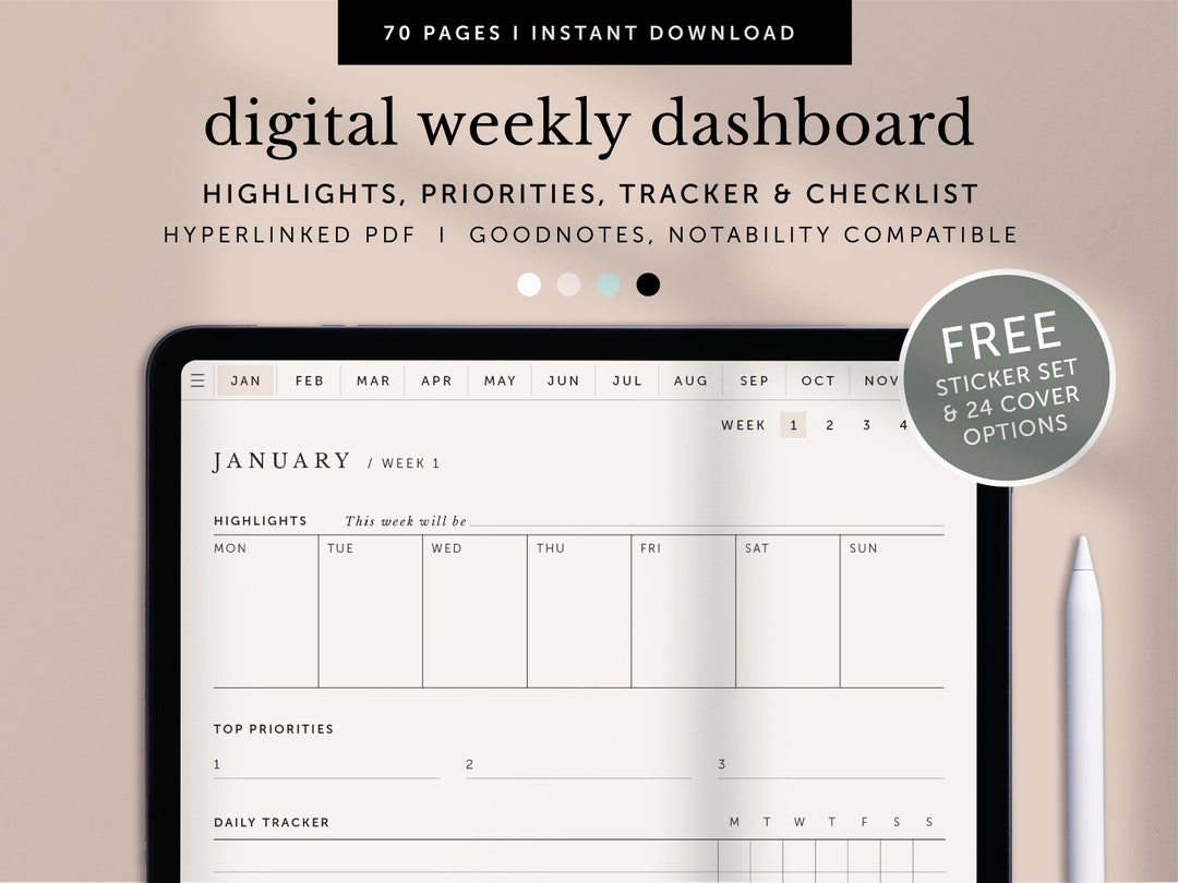 Digital Weekly Dashboard, Digital Weekly Project Overview, Goodnotes ...
