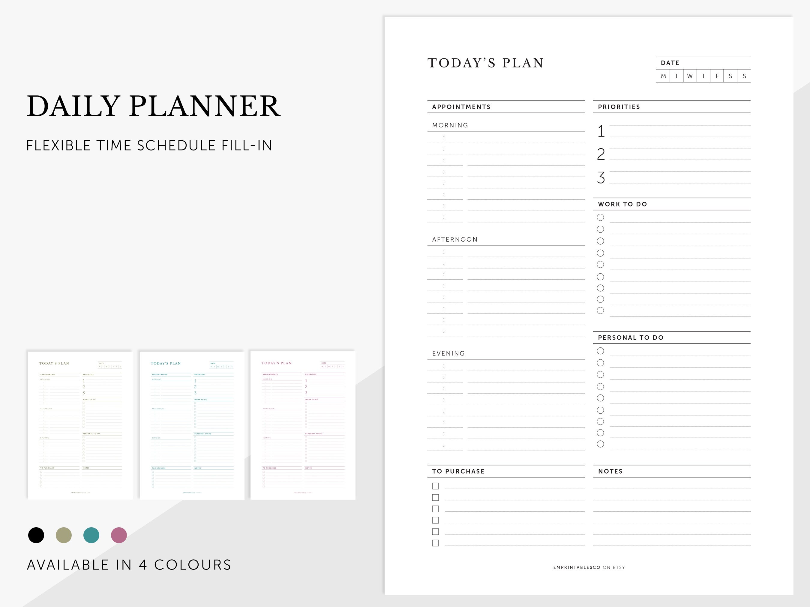 Work From Home Daily Planner, Printable Planner, Planner Set, Planner ...
