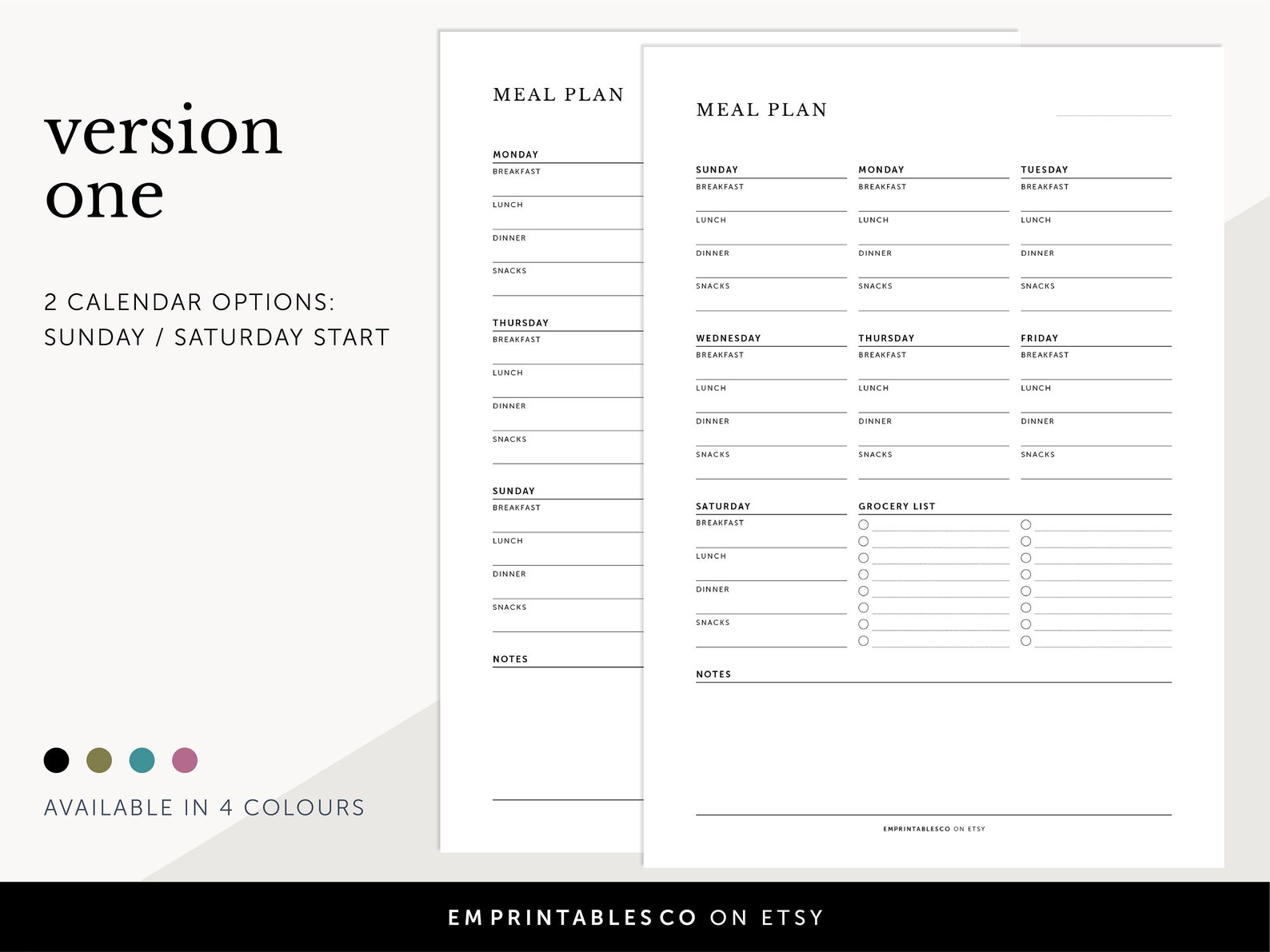 Weekly Meal Planner, Grocery List, Grocery Shopping List, Weekly Food ...