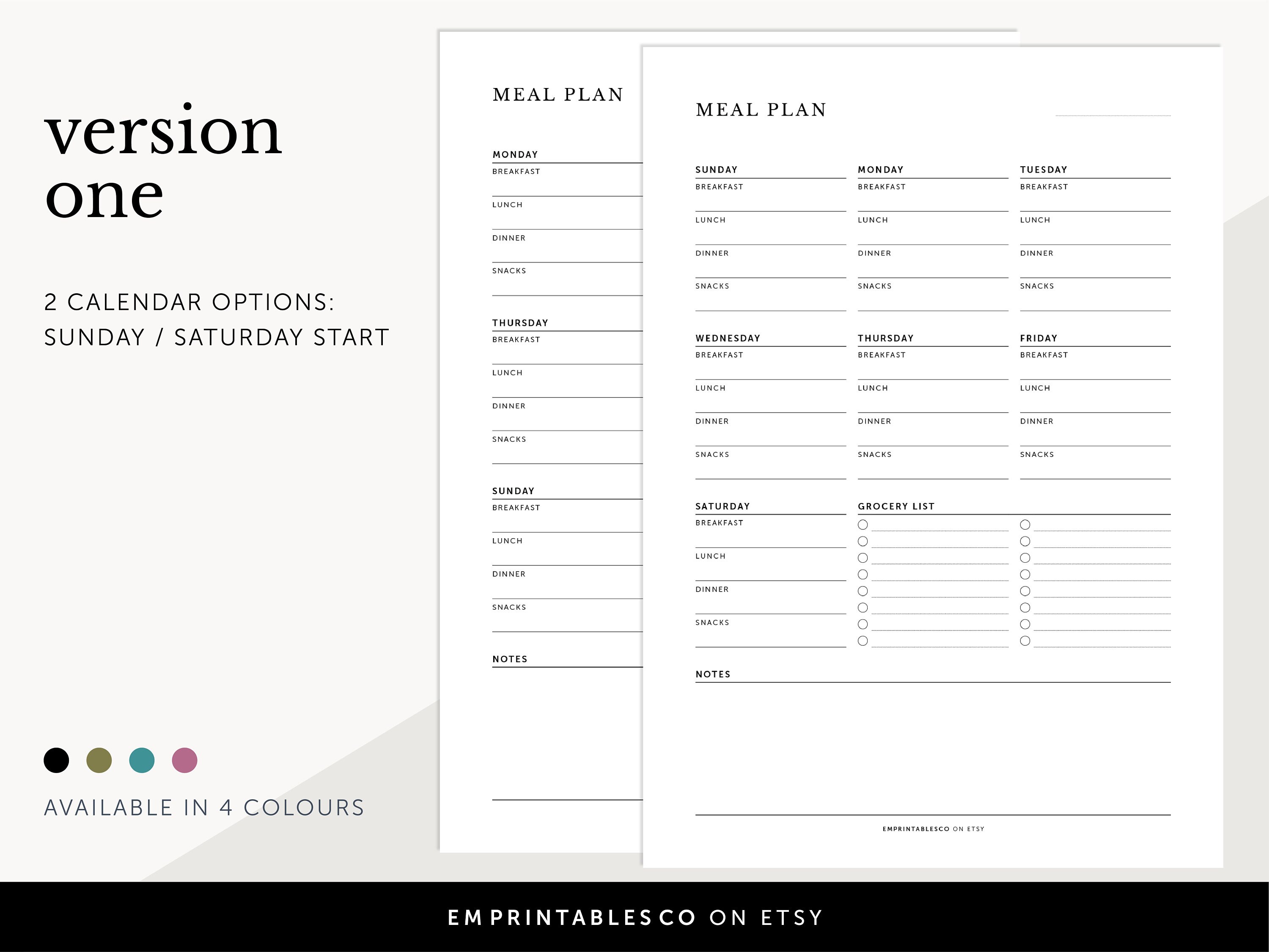 Weekly Meal Planner, Grocery List, Grocery Shopping List, Weekly Food ...