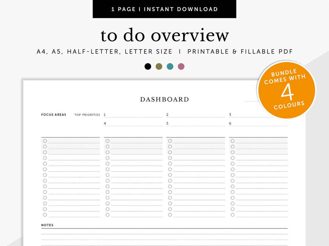 To Do Dashboard, Project Overview, Project Planner, Agenda List, Goals ...