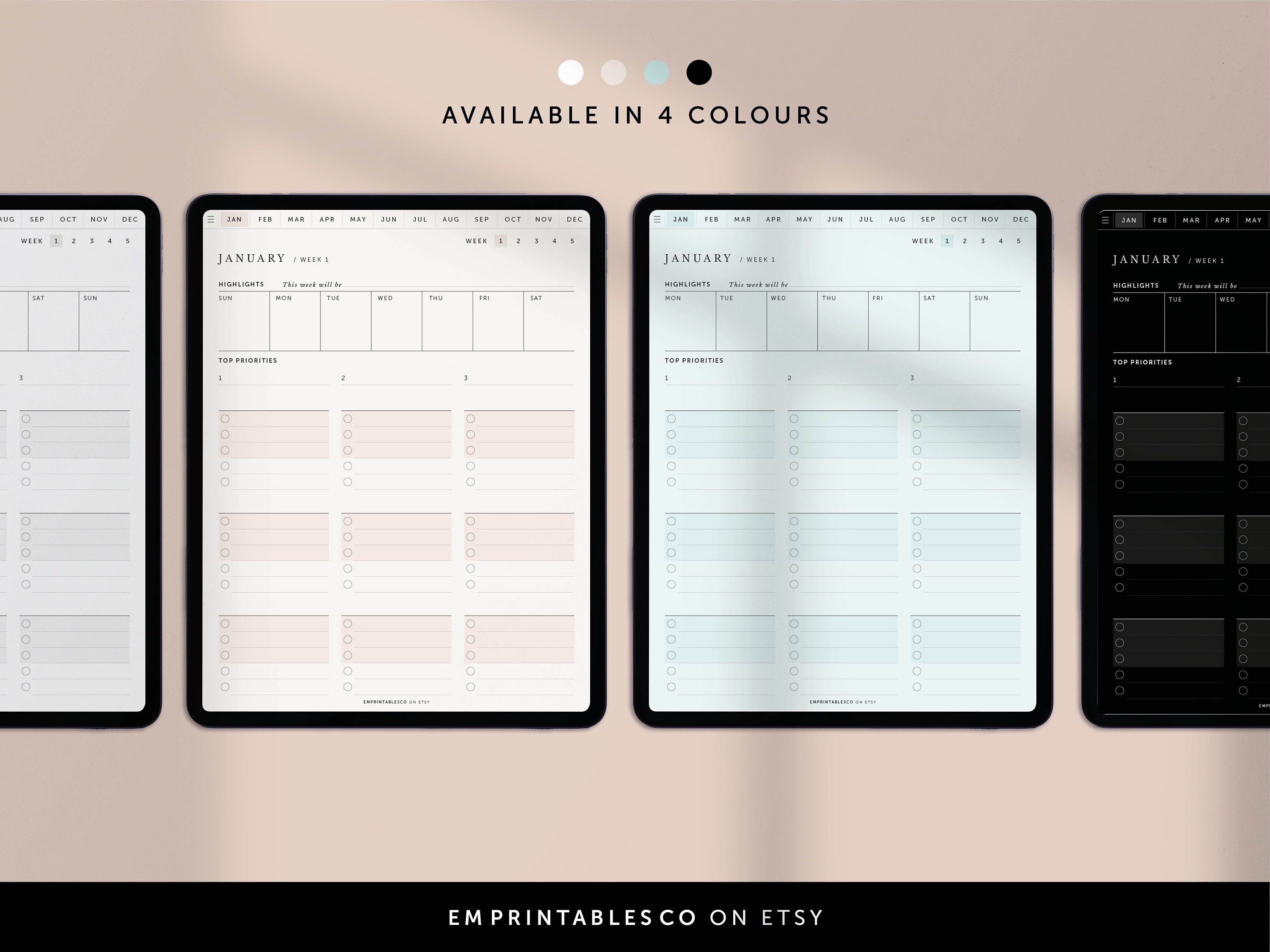 Digital Weekly Dashboard With 9 Focus Area Checklist, Weekly to Do ...
