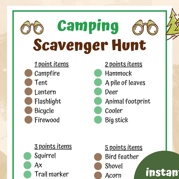 Camping Trivia Game, Camping Quiz Games, Camp Printables, Wildlife ...