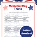Memorial Day Trivia Game | Printable Memorial Day Party Game ...