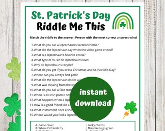 St Patrick's Day Green Trivia Printable Game | St Paddy's Day Office ...