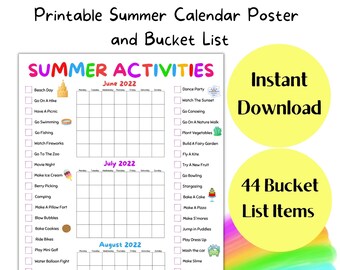 Summer Calendar Poster - Etsy