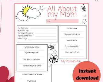 All About My Mommy Mother's Day Questionnaire Survey Questions Fill in ...
