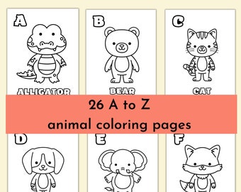 A-Z Animals Coloring Pages for Toddlers & Preschoolers - Etsy