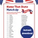 State Nicknames Trivia Game | Printable Memorial Day Party Game ...