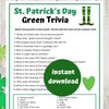 St Patrick's Day Green Trivia Printable Game | St Paddy's Day Office ...