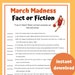 March Madness NCAA Fact or Fiction Trivia Printable March Madness NCAA ...