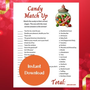 Candy Match up Game Christmas Party Game Candy Quiz Game Office Party ...