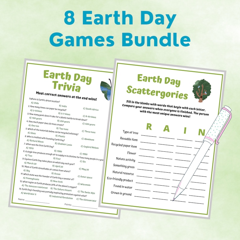 8 Earth Day Games Bundle | Earth Day Party Games for Adults & Kids ...