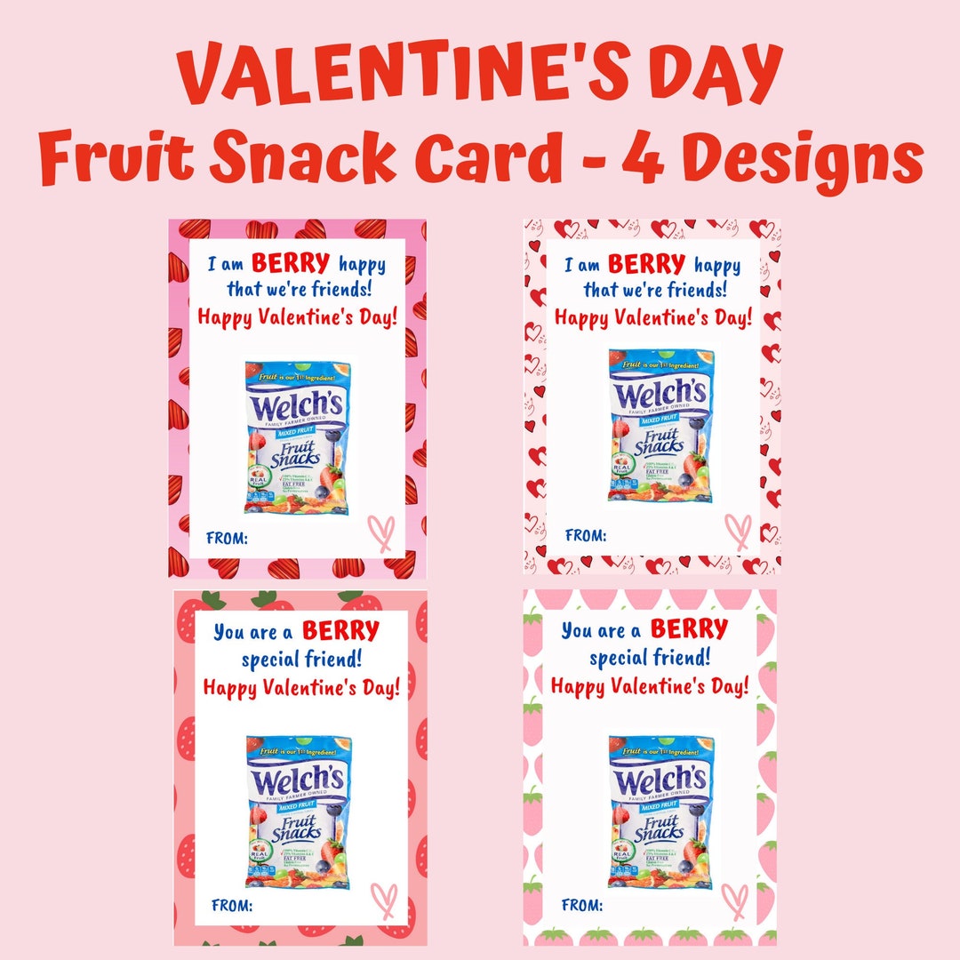 Valentines Day Fruit Snack Card Kids Valentines Printable Valentines ...
