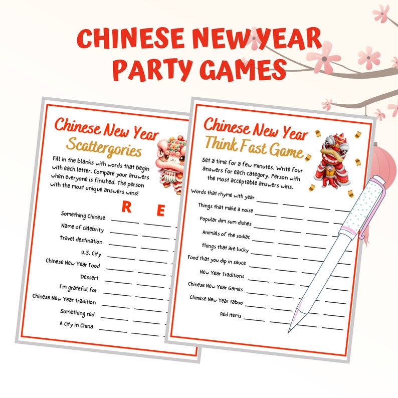 13 Chinese New Year Games Bundle New Year Printable Games CNY Games ...