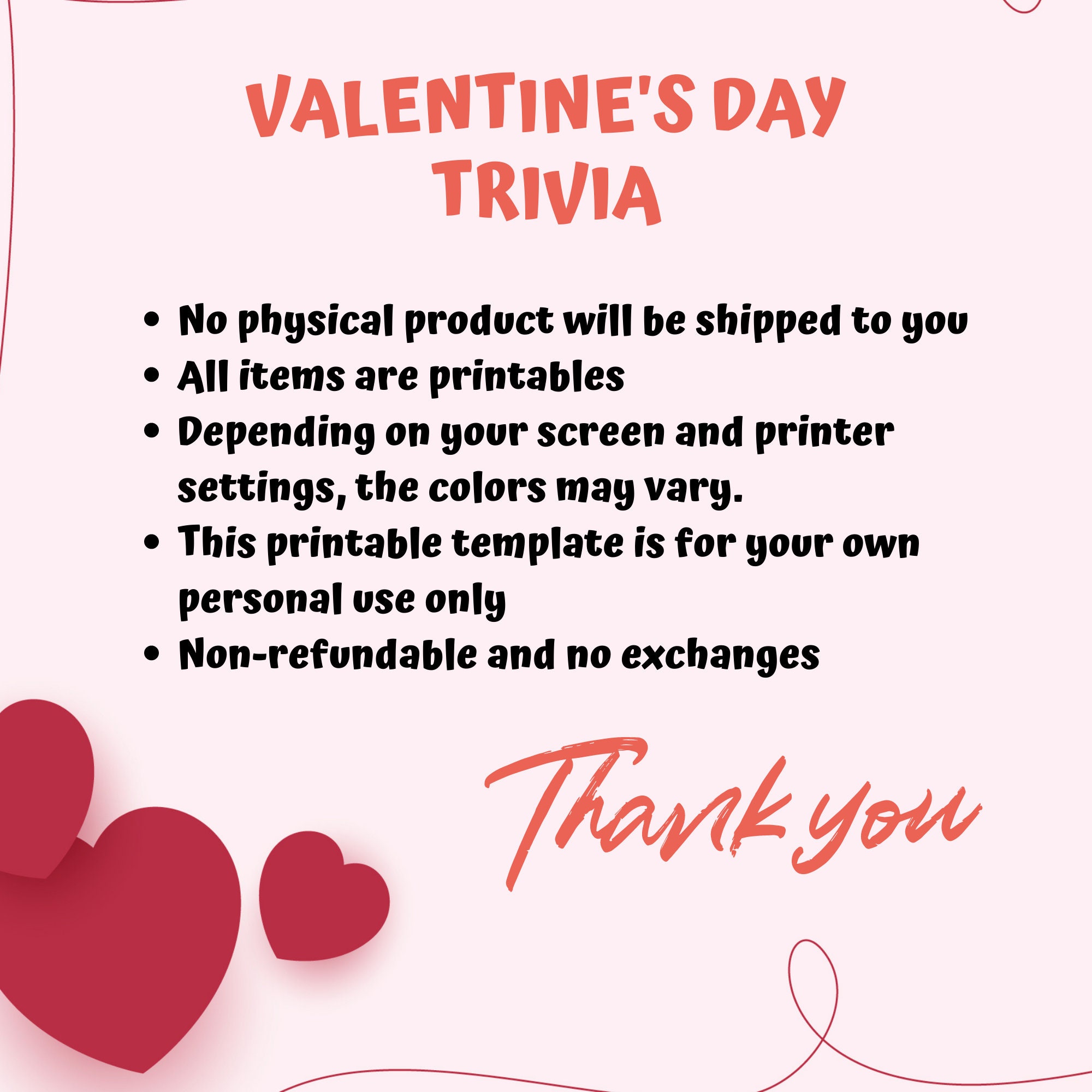 Valentines Day Trivia Game Adult Valentines Trivia Printable Valentines