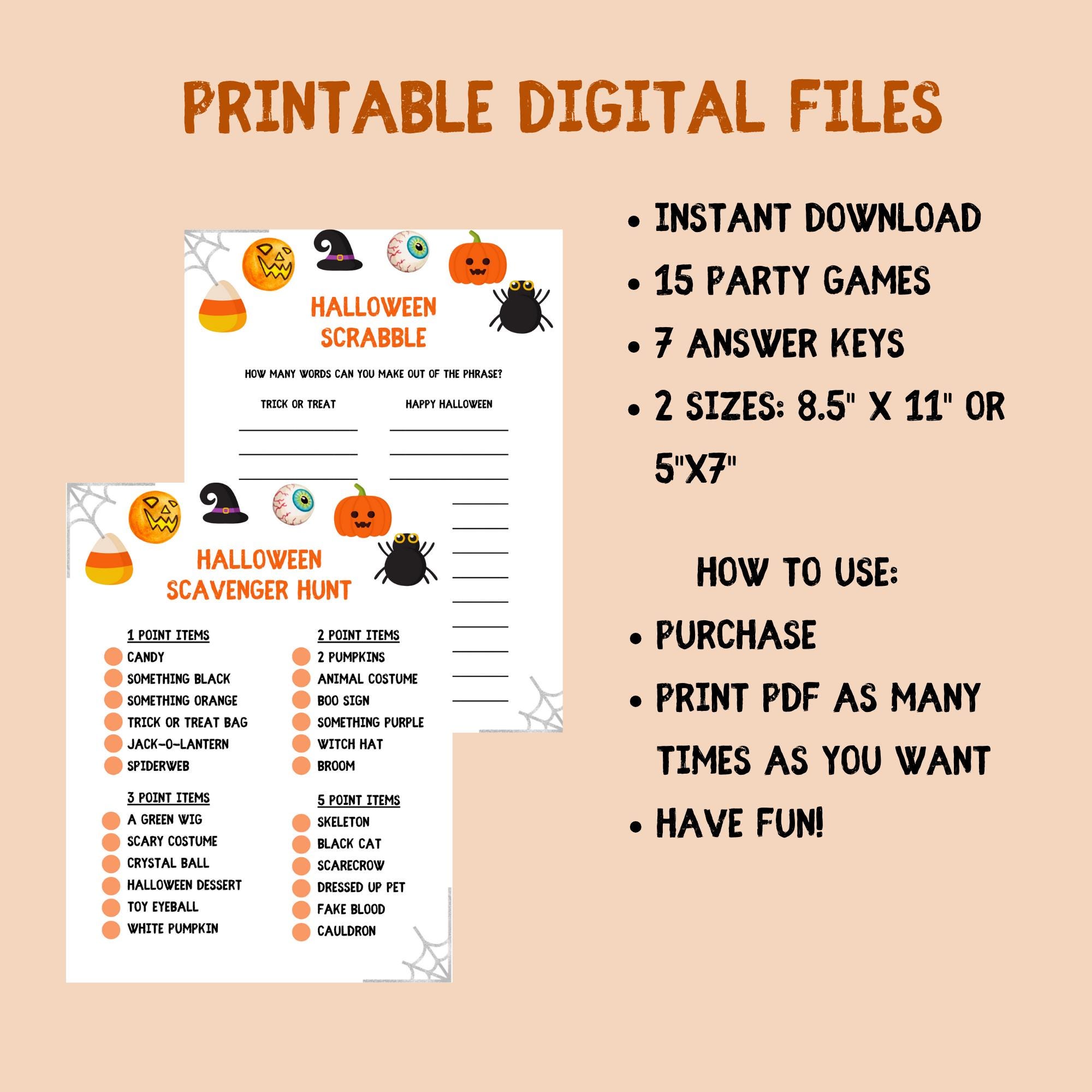 15 Halloween Games Bundle, Halloween Party Games, Halloween Games ...