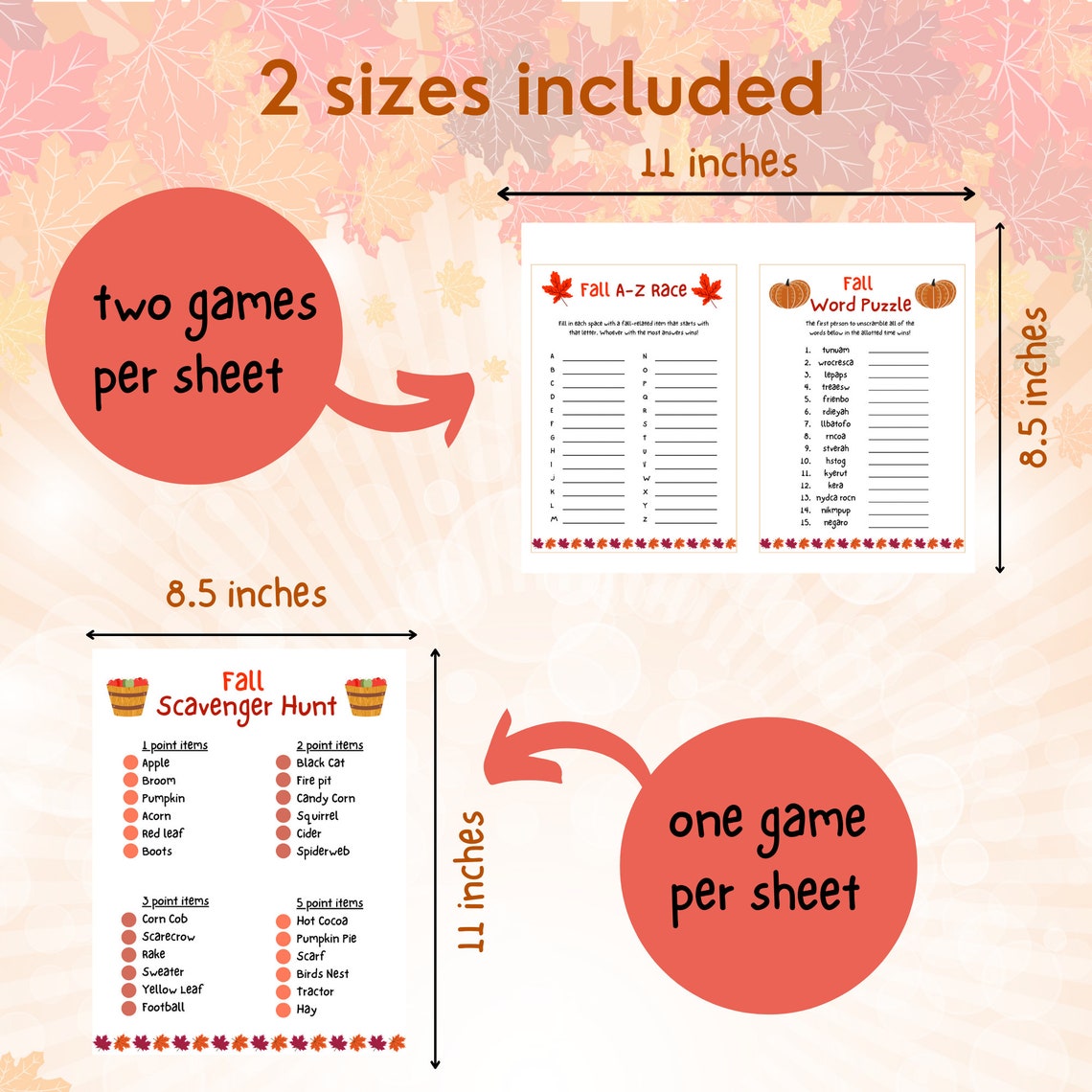 8 Fall Party Games Bundle Printable Autumn Games Bundle Fall Activities ...