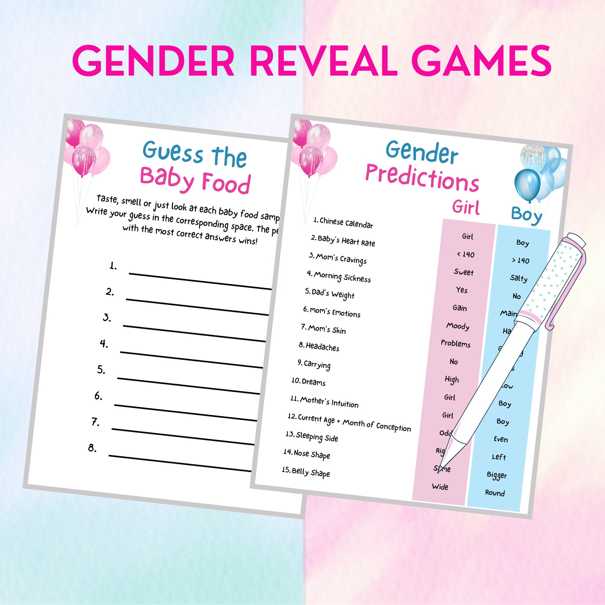 25 Gender Reveal Games Printable Gender Reveal Party Games - Etsy