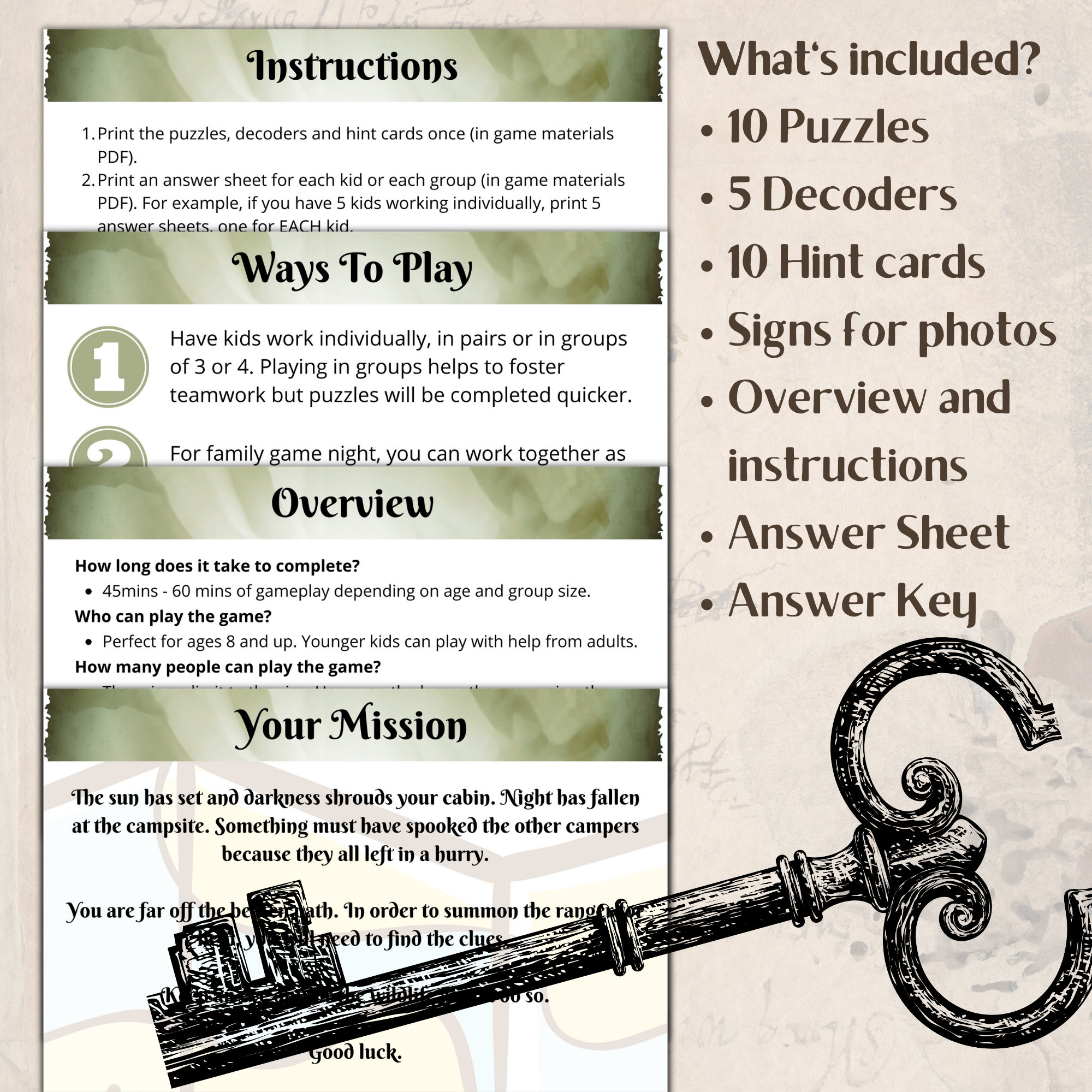 Escape Room for Kids | Printable Escape Room Kit | the Camping Trip ...