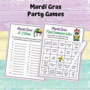Mardi Gras Games Bundle | Printable Mardi Gras Party Game | Mardi Gras ...