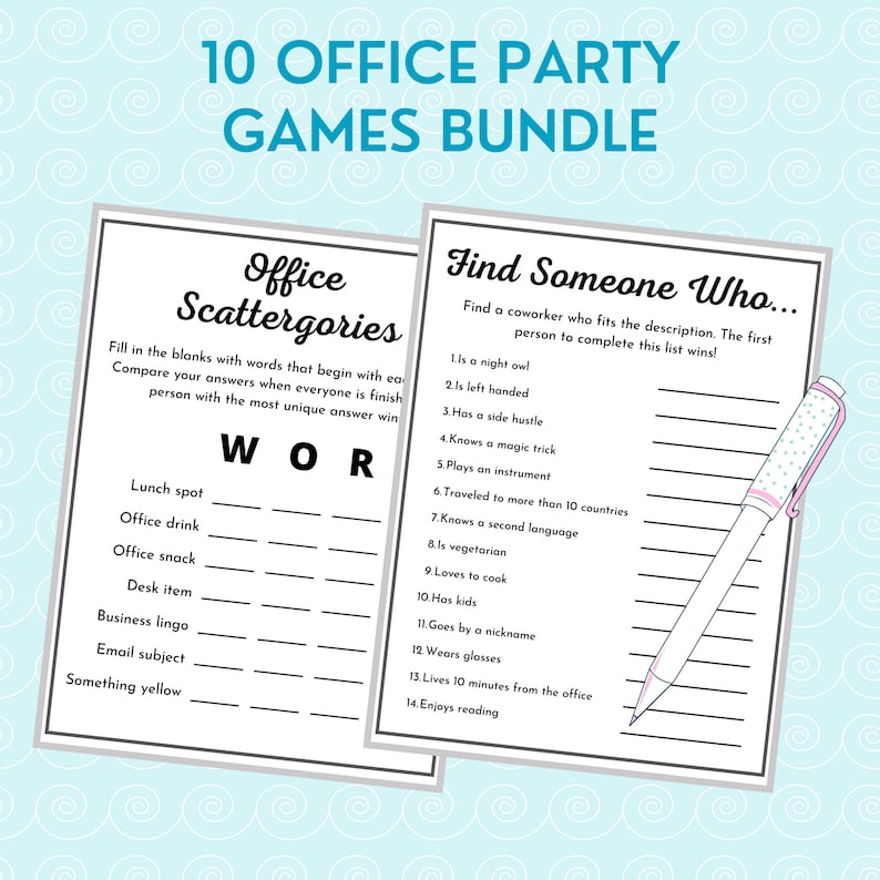 Office Party Games Bundle | Printable Games for Team Building ...