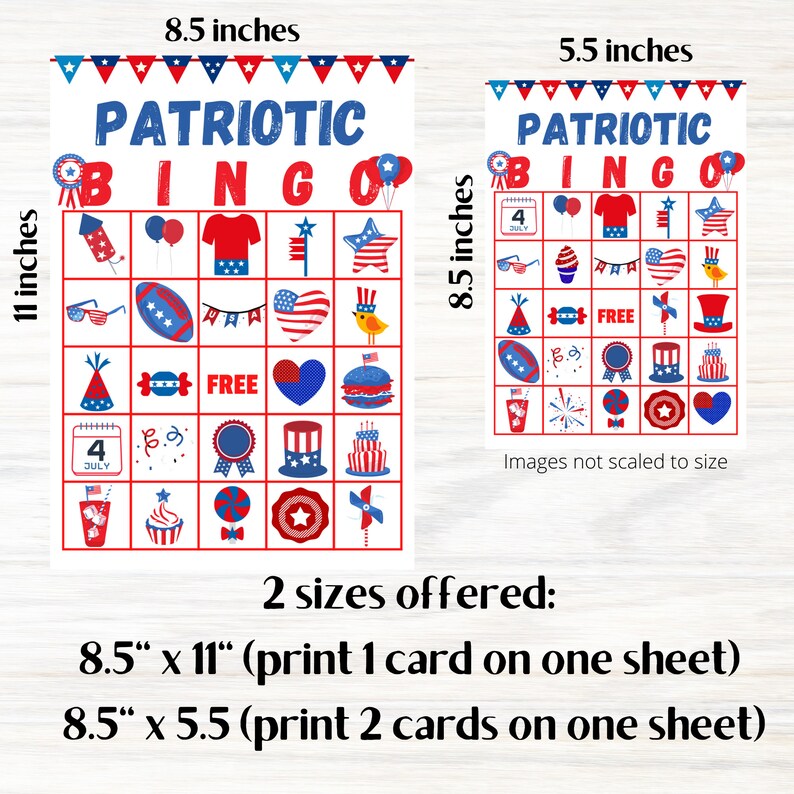 Printable Bingo, 20 Cards, Patriotic Bingo Cards, 4th of July Party ...