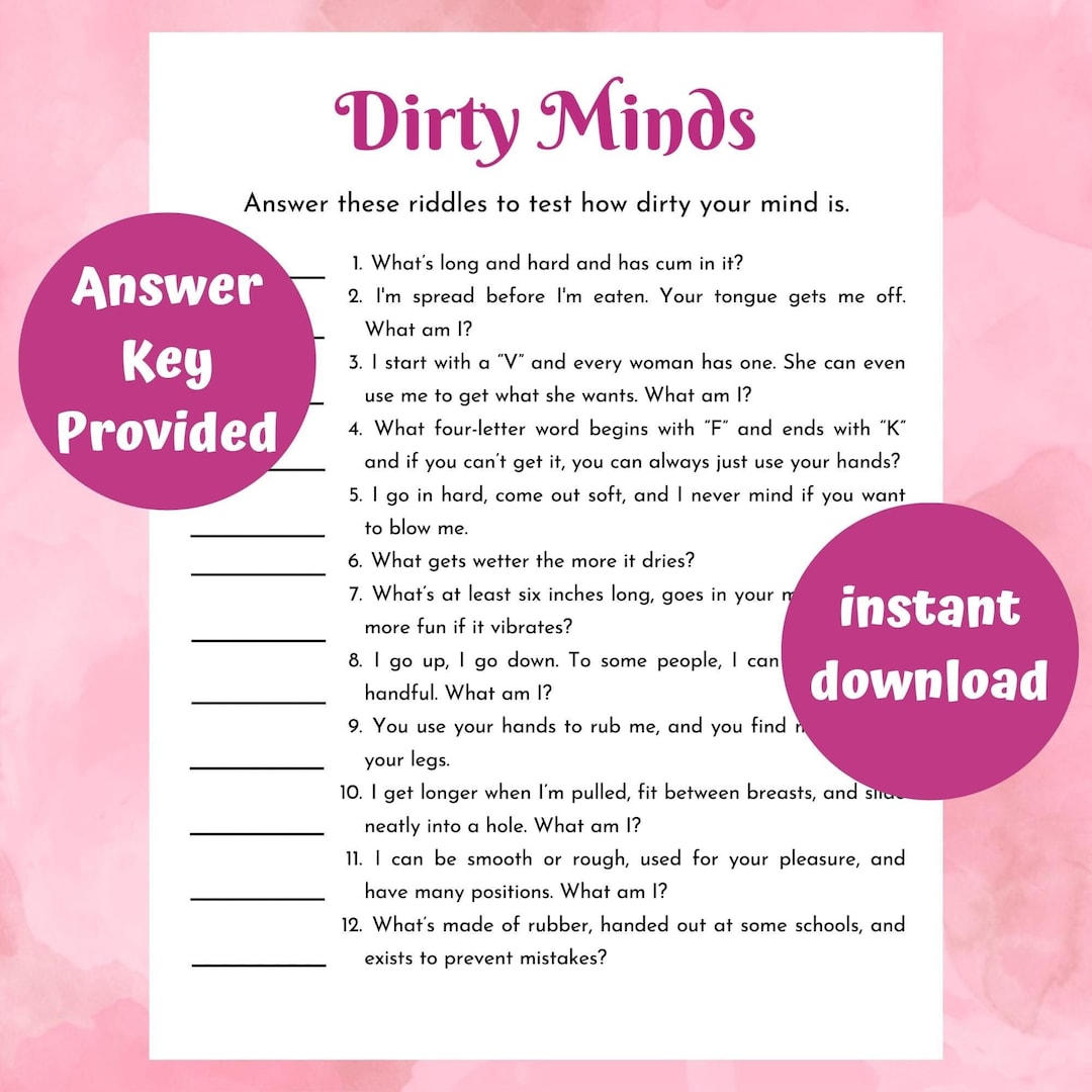 Dirty Minds Game | Modern Minimal | Dirty Riddles Bachelorette Party ...
