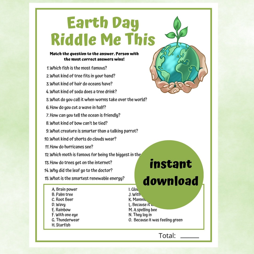 Earth Day Riddle Me This | Earth Day Jokes | Environmental Activity for ...