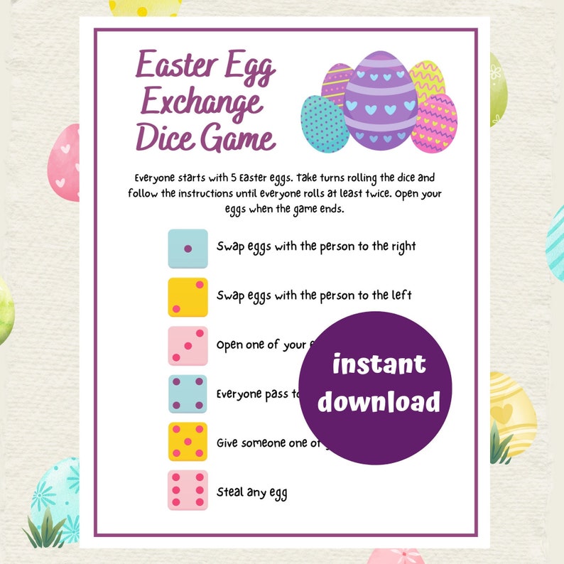 Easter Egg Exchange Dice Game | Printable Easter Game | Easter ...