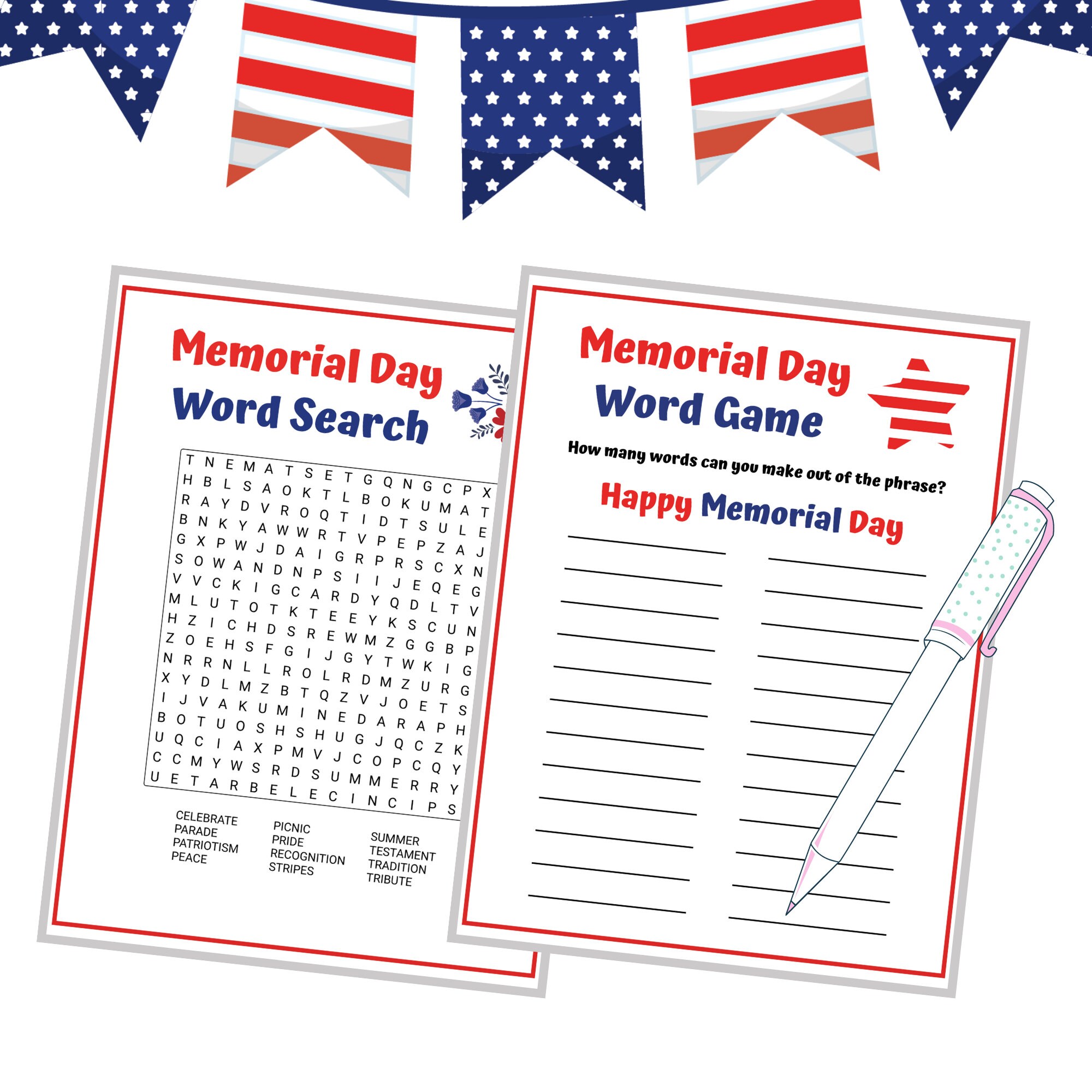 Memorial Day Games Bundle | Memorial Day Party Games | Patriotic Games ...