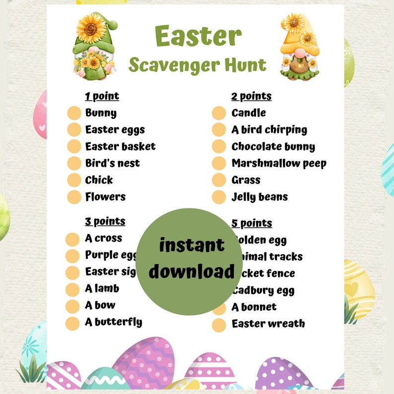Easter Scavenger Hunt Printable | Easter Game | Easter Activities for ...