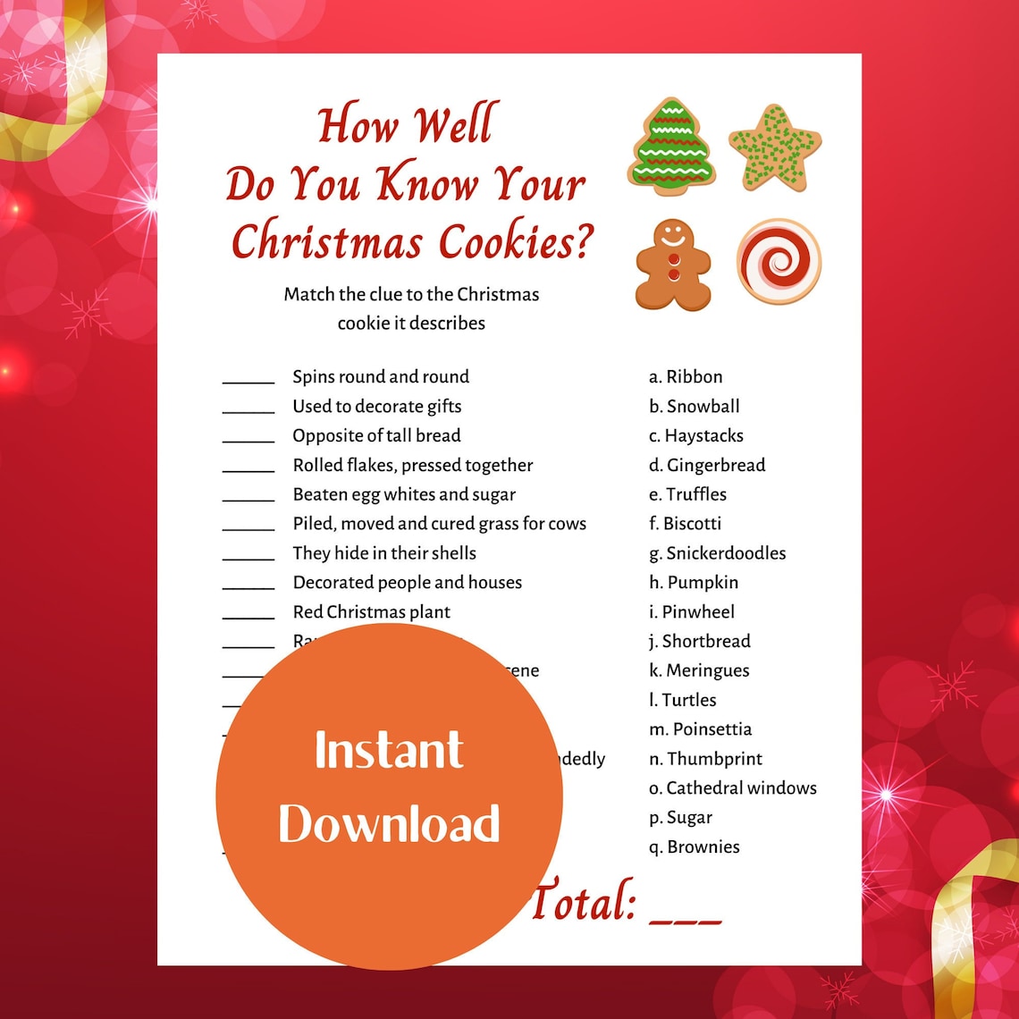 Christmas Cookie Match up Game | Christmas Party Game | Christmas ...