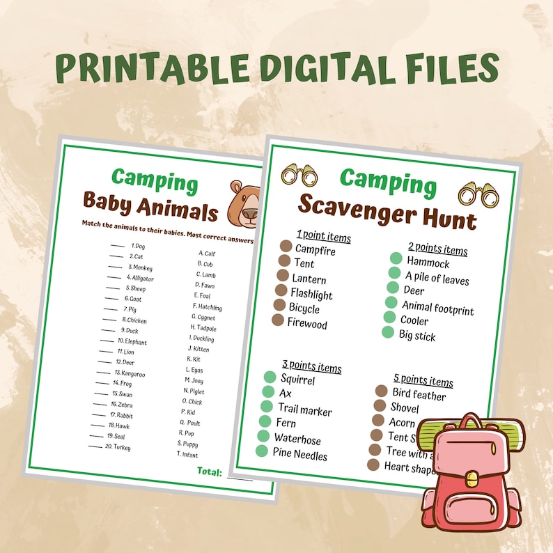 Camping Games Bundle | RV Road Trip Games | Camping Games Printable ...