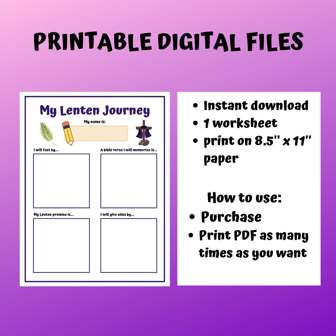 Lent for Kids Ash Wednesday My Lenten Journey Lenten Activities Lenten ...