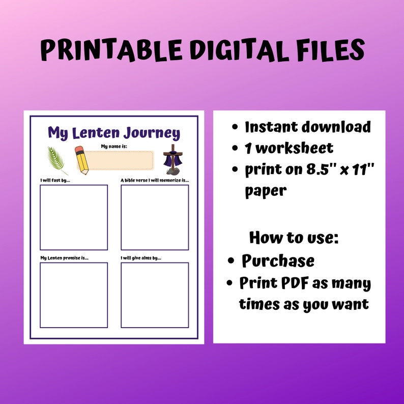 Lent for Kids | Ash Wednesday | My Lenten Journey | Lenten Activities ...