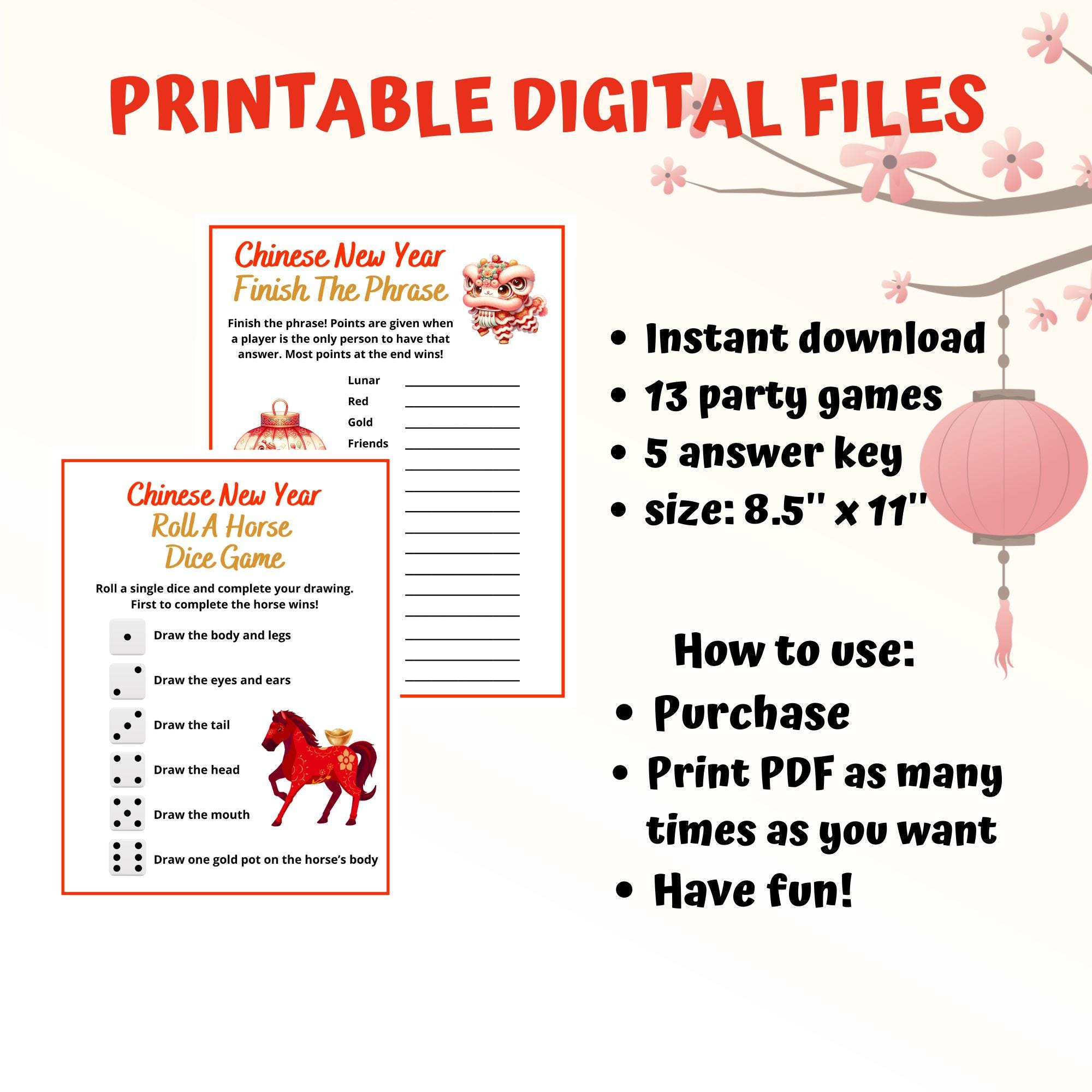 13 Chinese New Year Games Bundle | New Year Printable Games | CNY Games ...