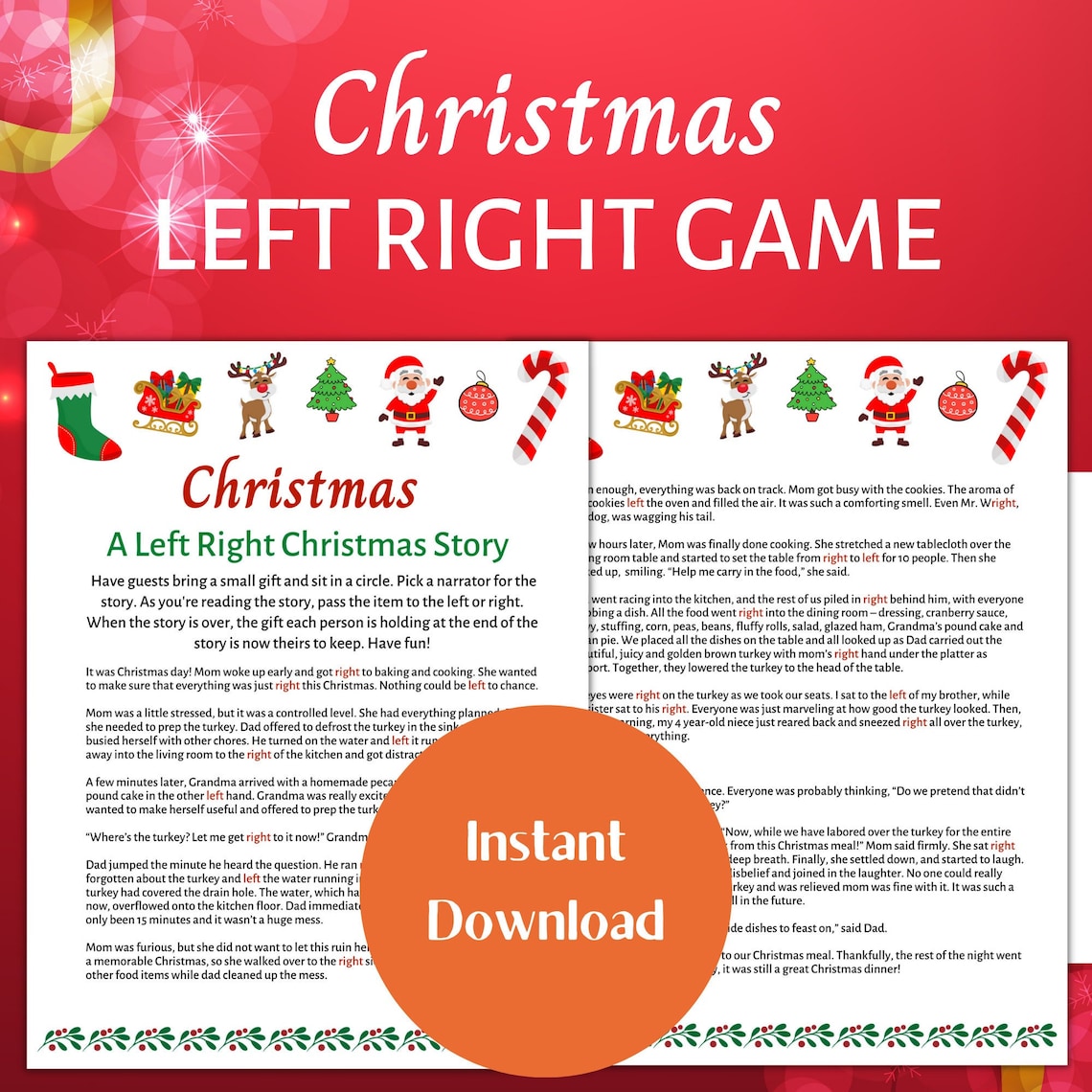 Christmas Left Right Game | Left Right Gift Exchange Game | Christmas ...