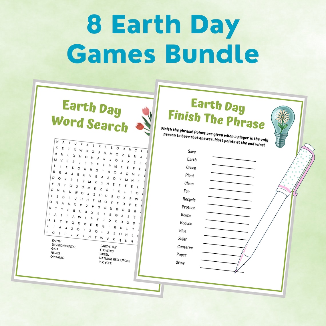 8 Earth Day Games Bundle | Earth Day Party Games for Adults & Kids ...