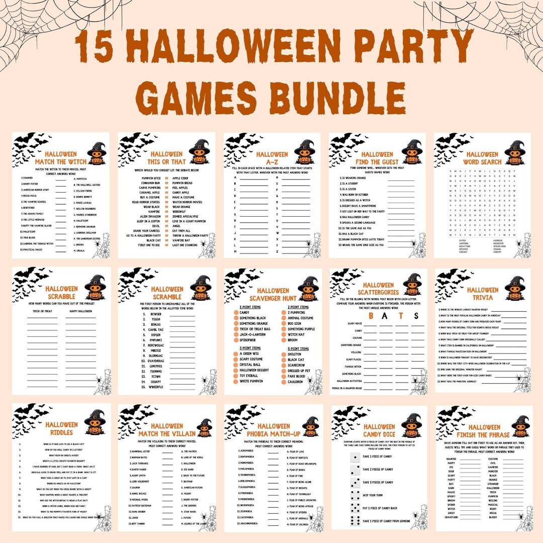 15 Halloween Games Bundle Halloween Games Printable Halloween Party ...